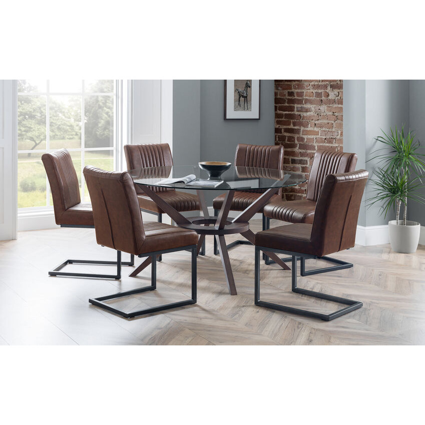 ScS Living Fulham 1.4m Glass Round Dining Table & 6 Chairs by SCS ...