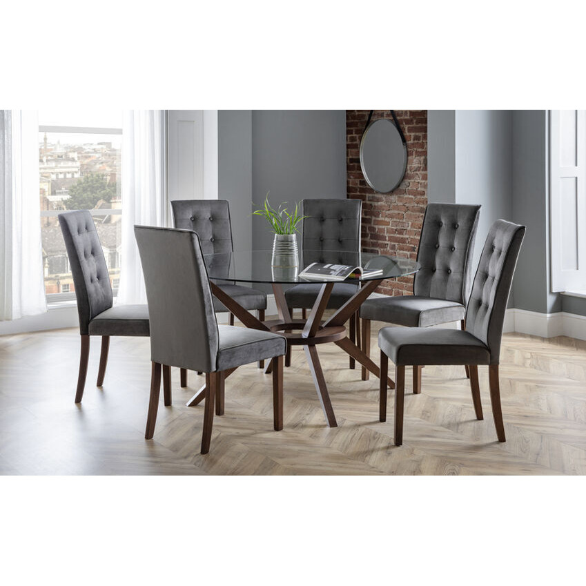 ScS Living Euston 1.4m Glass Round Dining Table & 6 Chairs by SCS ...