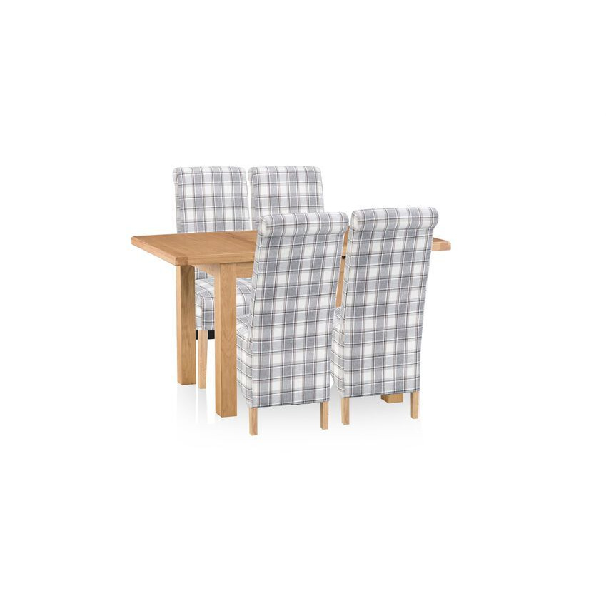 ScS Living Cruz 1.25m Extending Dining Table & 4 Check Scroll Back ...
