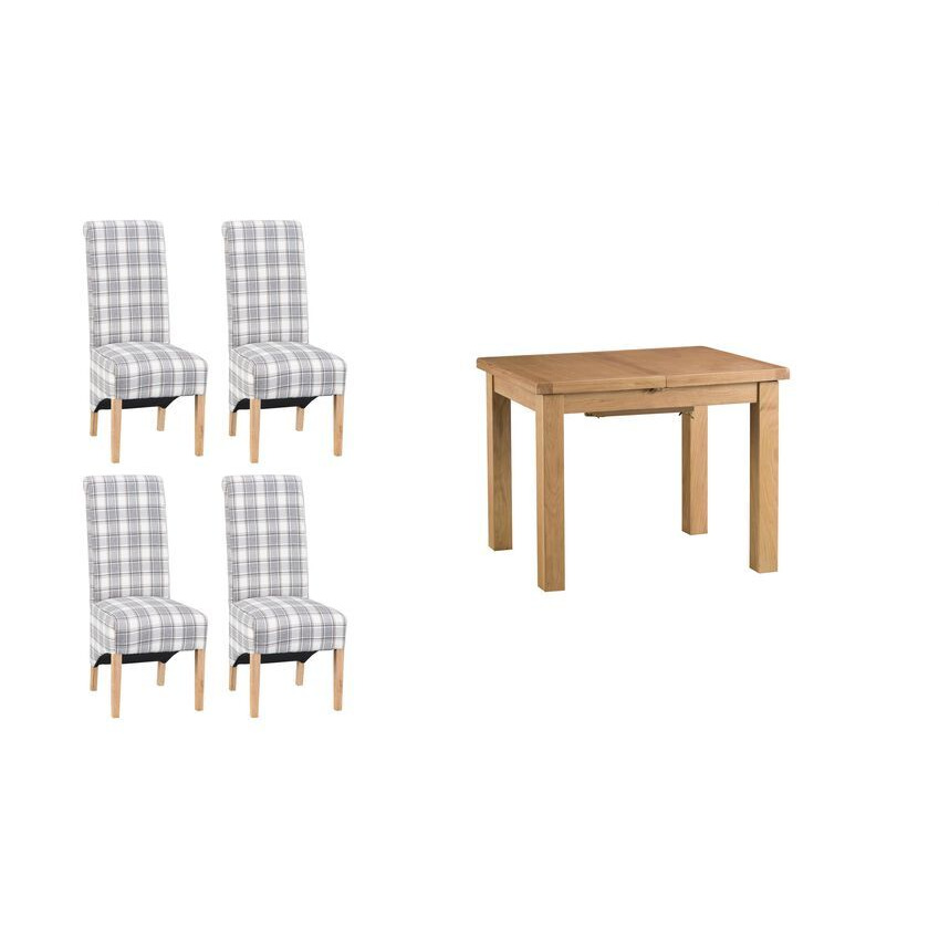 ScS Living Cruz 1m Extending Dining Table & 4 Check Scroll Back Chairs ...