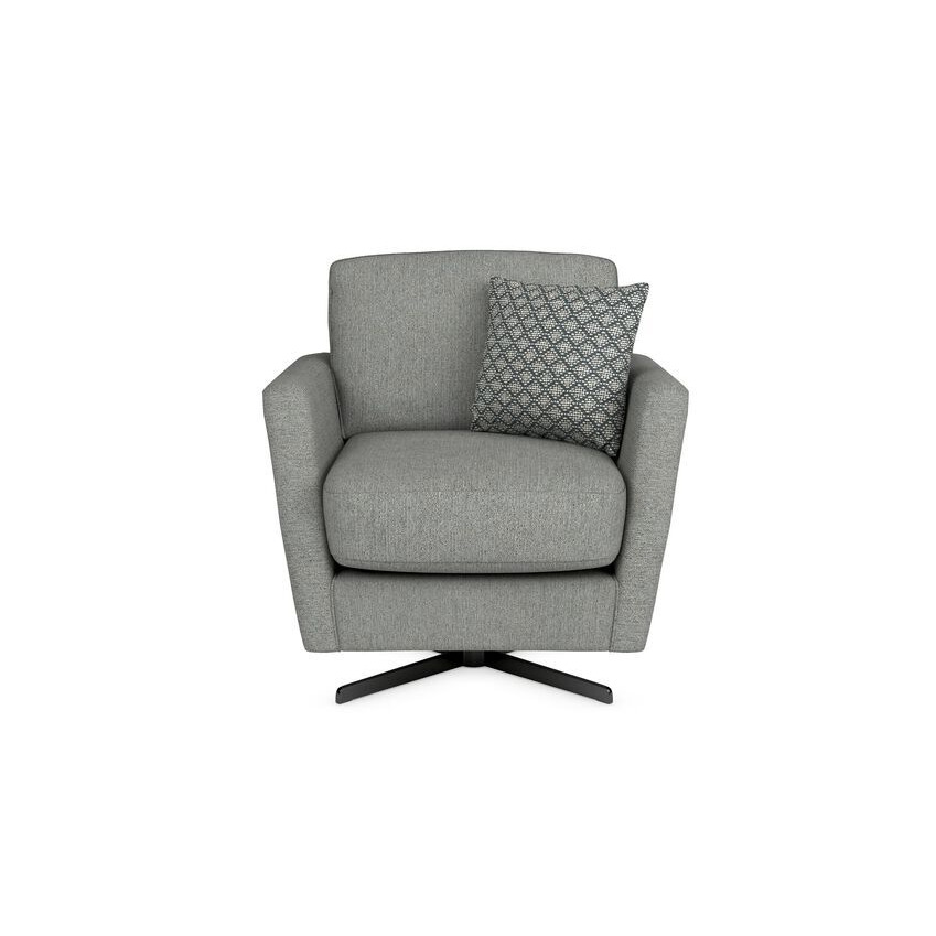ScS Living Grey Aurora Fabric Plain Low Swivel Chair by SCS | ufurnish.com