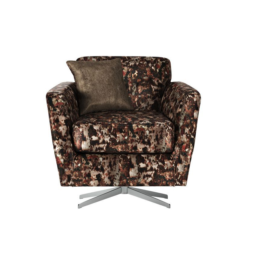 ScS Living Brown Esme Fabric Patterned Swivel Chair by SCS | ufurnish.com