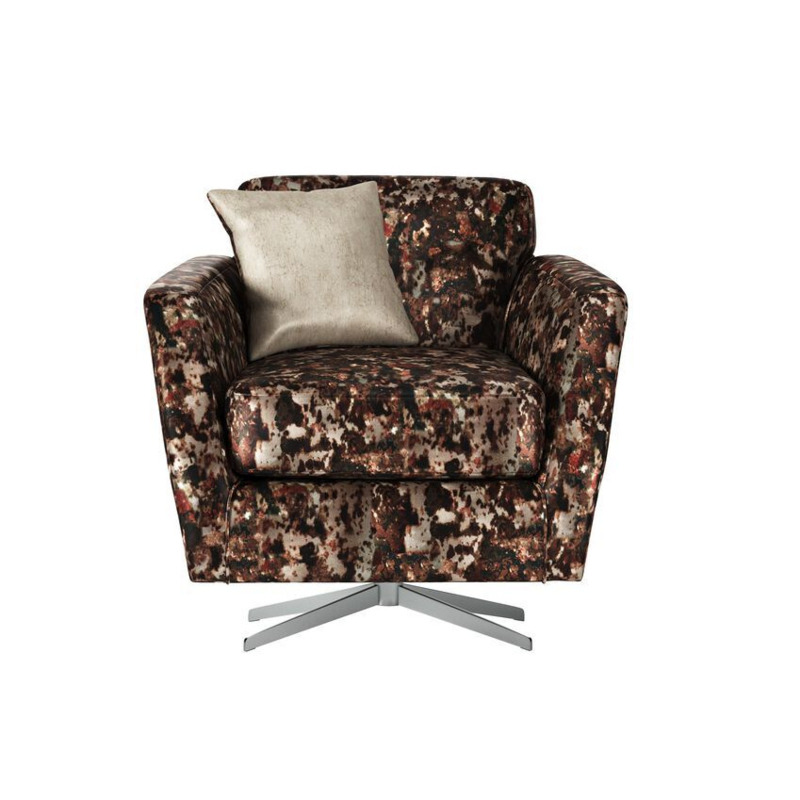 ScS Living Brown Esme Fabric Patterned Swivel Chair by SCS | ufurnish.com