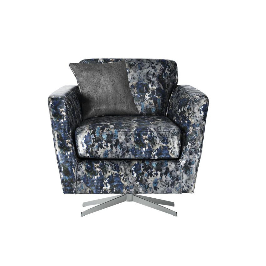 ScS Living Blue Esme Fabric Patterned Swivel Chair by SCS | ufurnish.com