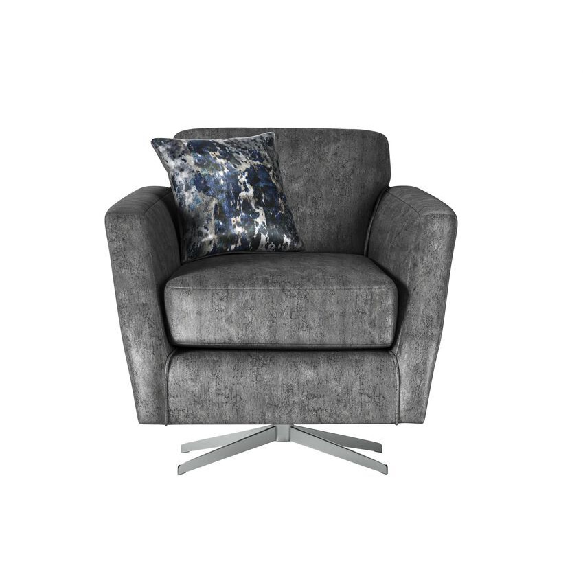 ScS Living Grey Esme Fabric Plain Swivel Chair by SCS | ufurnish.com