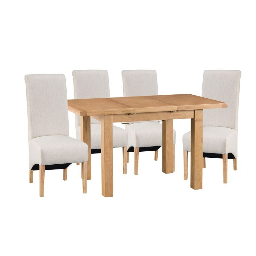 ScS Living Cruz 1.25m Extending Dining Table & 4 Plain Scroll Back ...
