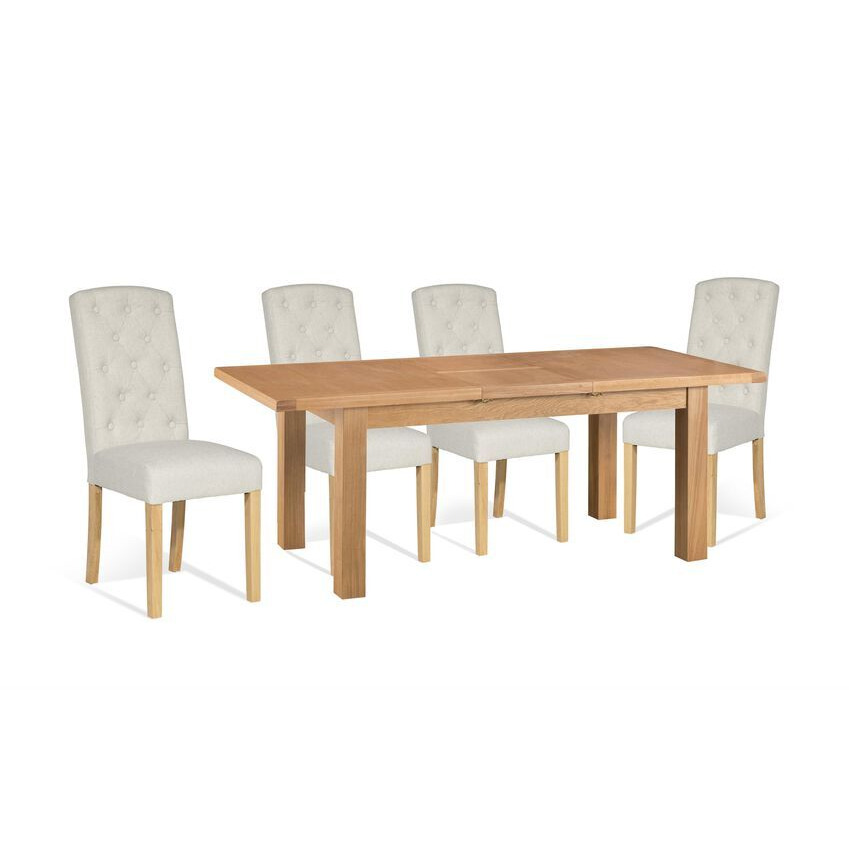 ScS Living Cruz 1.25m Extending Dining Table & 4 Button Back Chairs by ...