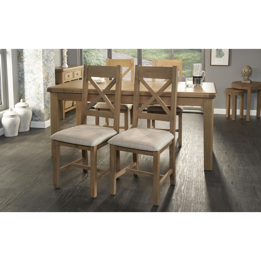 ScS Signature Brooklyn Pair of Natural Check Cross Back Dining Chairs ...