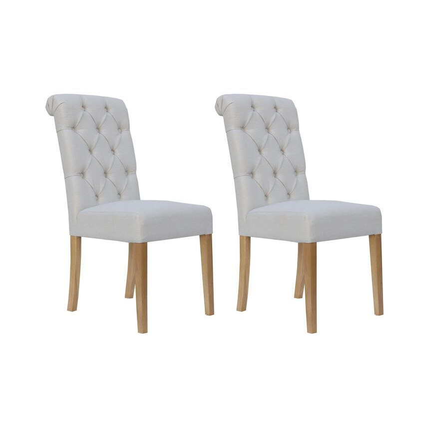 ScS Signature Brooklyn Pair of Natural Scroll Button Back Chairs by SCS ...