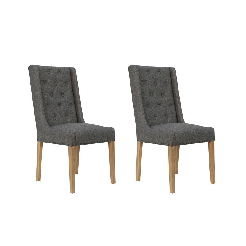 ScS Signature Brooklyn Pair of Dark Grey Studded Button Back Dining ...