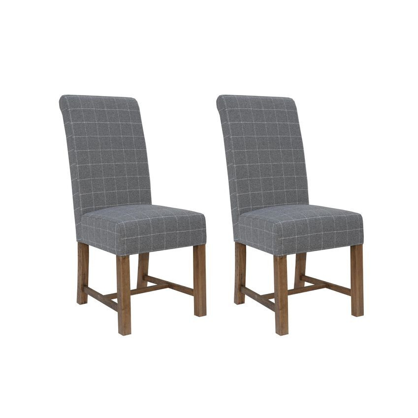 ScS Signature Brooklyn Pair of Grey Check Upholstered Dining Chairs by ...
