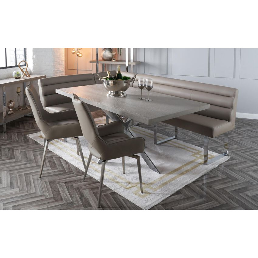 Signature Lisbon Grey Dining Table - Corner Bench and Swivel Chairs by ...