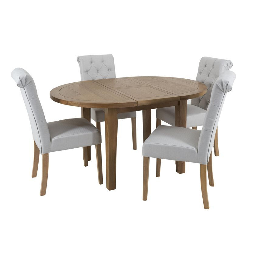 ScS Living Cruz 1.5m Extending Circular Dining Table & 4 Natural Scroll ...