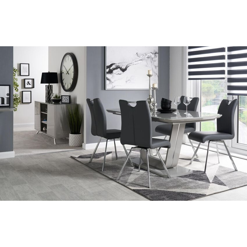 Vidal Grey Extending Dining Table and Chairs - Grey Swivel Chairs by ...