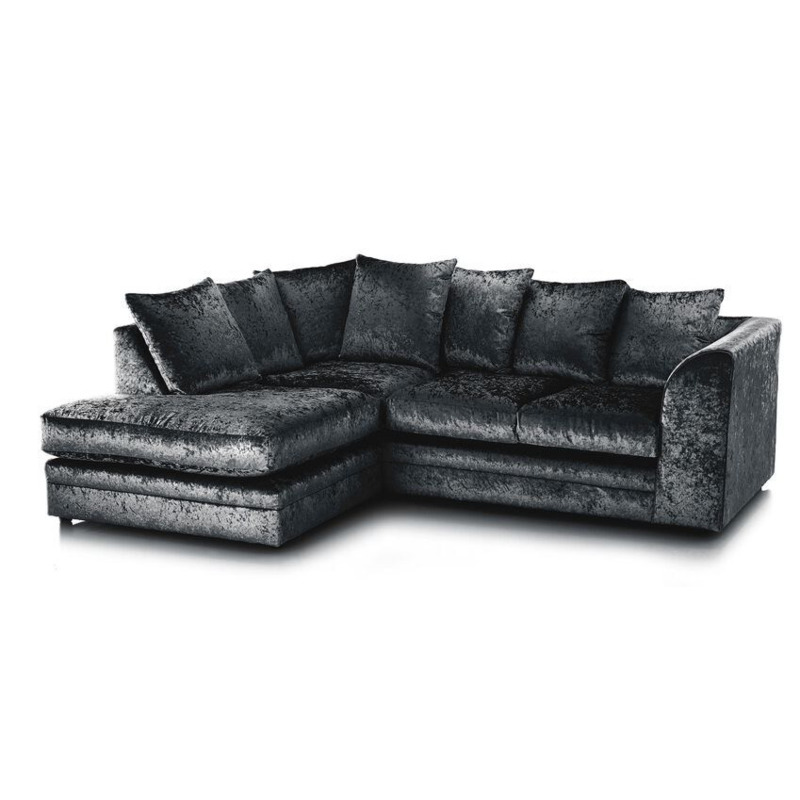 ScS Living Black Chicago Fabric 1 Corner 2 Left Hand Facing Chaise Sofa ...