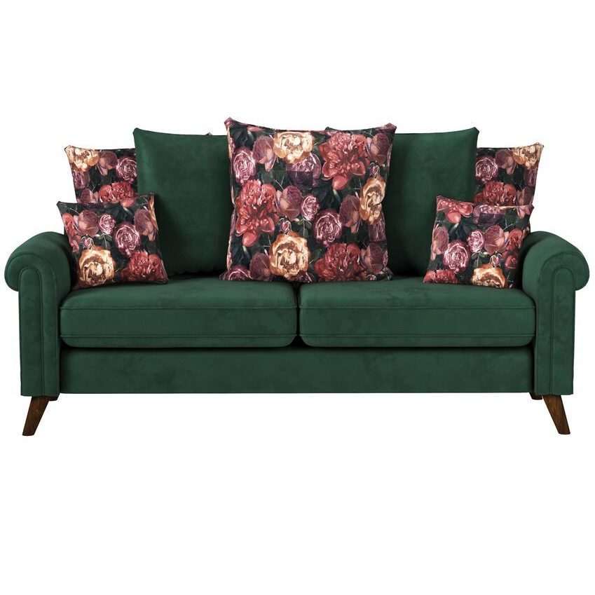 Botanicals Green Fabric Bloom Velvet 3 Seater Sofa Scatter Back by SCS ...