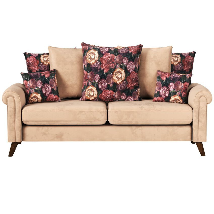 Botanicals Brown Fabric Bloom Velvet 3 Seater Sofa Scatter Back by SCS ...