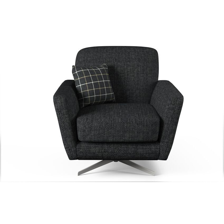 ScS Living Grey Hugo Fabric Plain Accent Swivel Chair by SCS | ufurnish.com