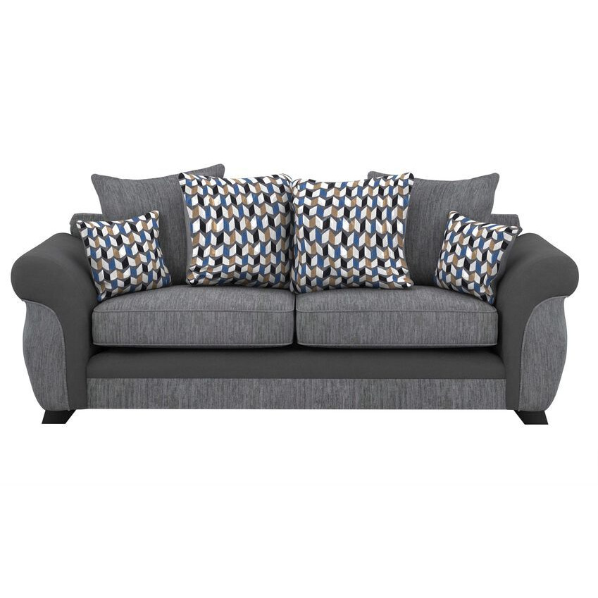ScS Living Brown Bobbie Fabric 3 Seater Sofa Scatter Back - Sofa Sale ...