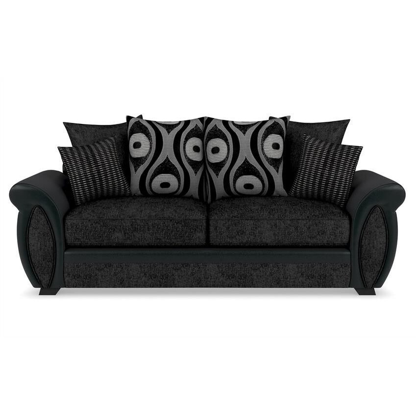 ScS Living Black Maddie Fabric 3 Seater Sofa Scatter Back by SCS ...