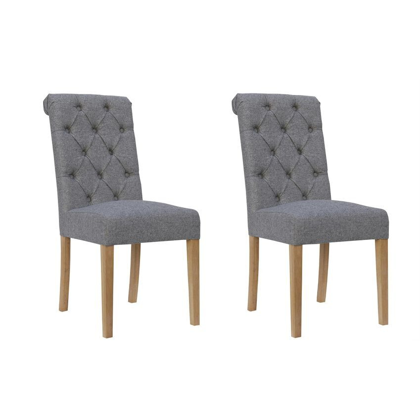 ScS Living Cruz Pair of Light Grey Button Back Chairs by SCS | ufurnish.com