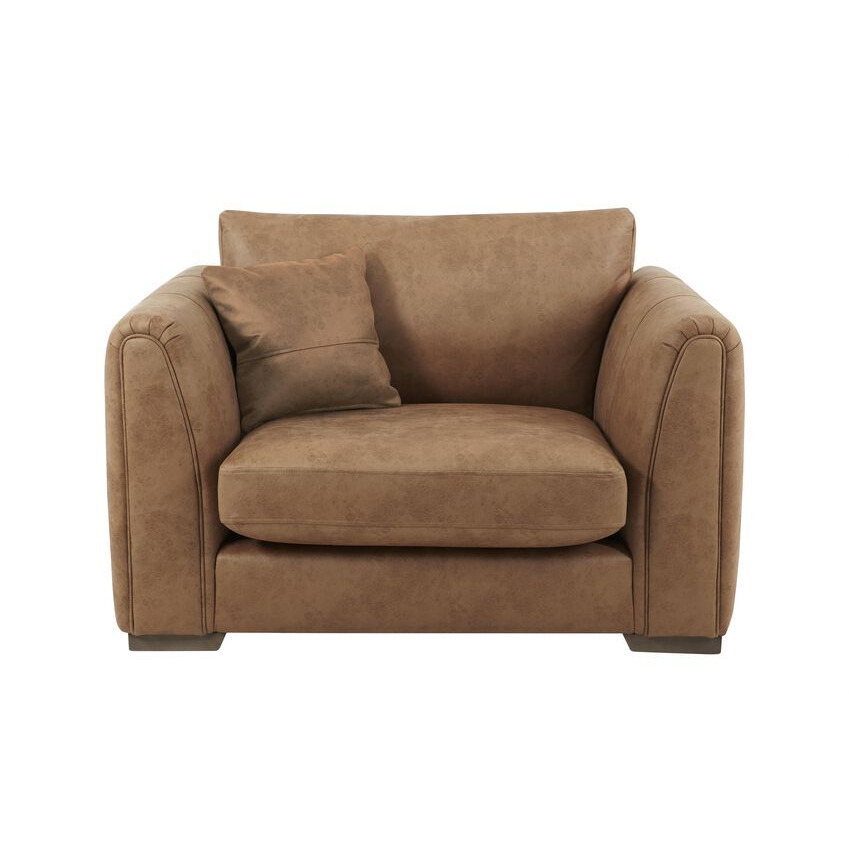 Endurance Brown Fabric Xavier Faux Leather Snuggle Chair by SCS ...