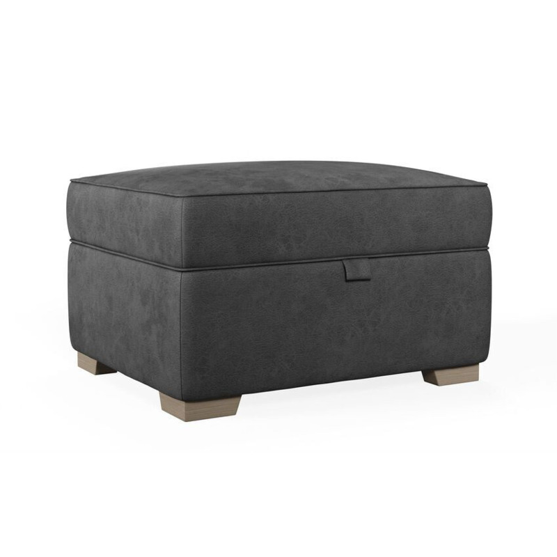 Endurance Grey Fabric Xavier Faux Leather Storage Footstool by SCS ...