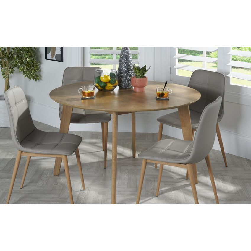 Gina Circular Dining Table & 4 Mink Chairs by SCS | ufurnish.com