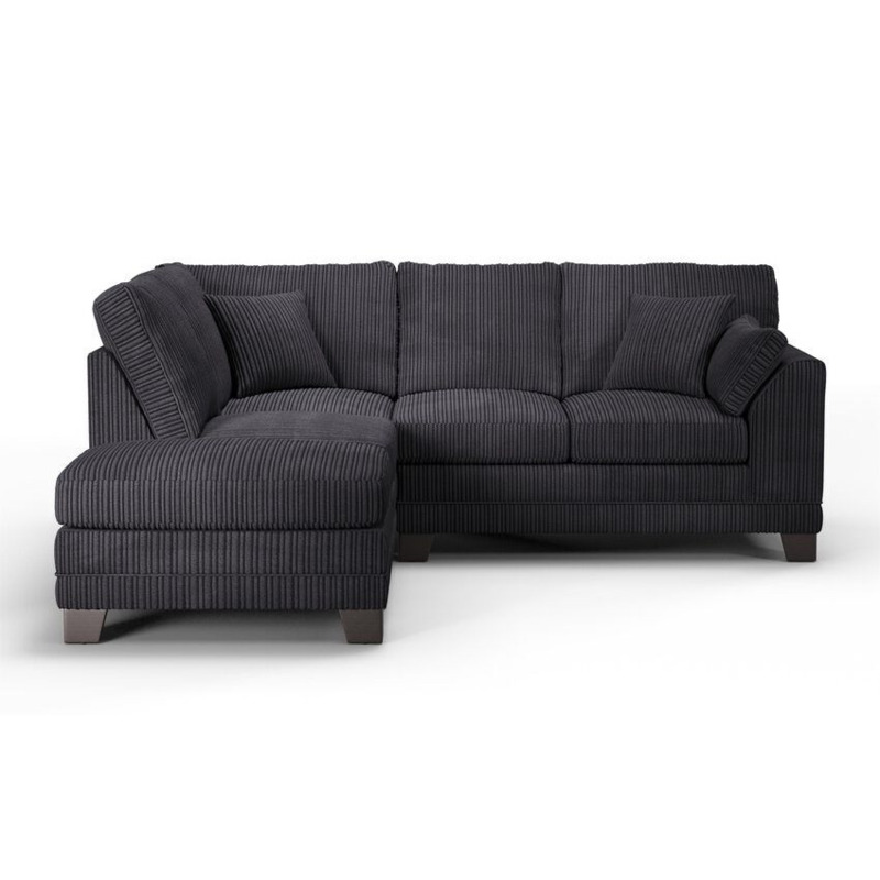 ScS Living Black Fabric Phoebe Jumbo Cord 1 Corner 2 Left Hand Facing ...