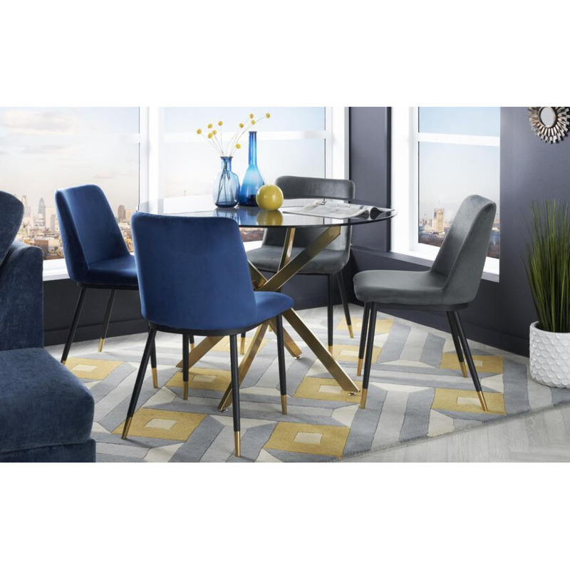 ScS Living Montero Bistro Dining Table, 2 Grey Chairs & 2 Blue Chairs ...
