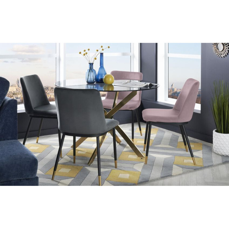 ScS Living Montero Bistro Dining Table, 2 Grey Chairs & 2 Dusky Pink ...