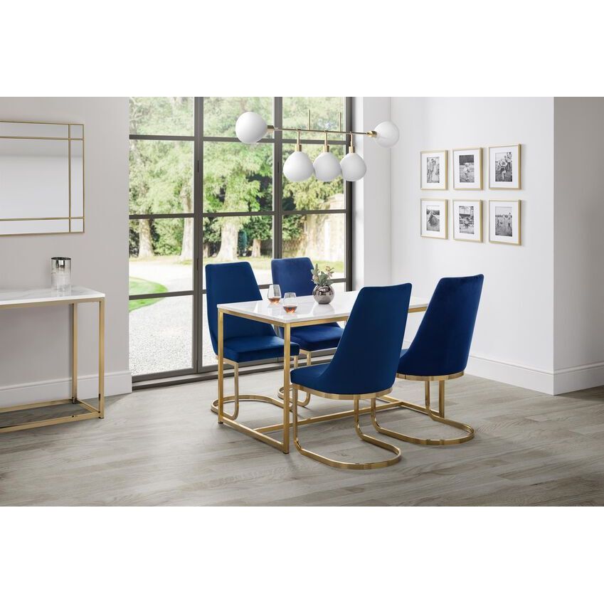 ScS Living Camden Dining Table & 4 Blue Chairs by SCS | ufurnish.com