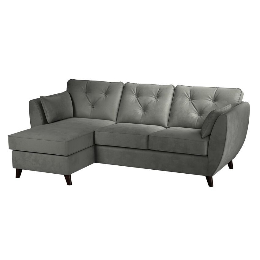ScS Living Grey Fabric Hoxton Velvet 3 Seater Left Hand Facing Chaise ...