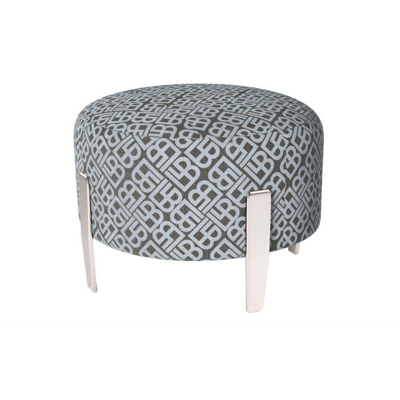 Grey LLB Regency Fabric Large Round Footstool by SCS | ufurnish.com
