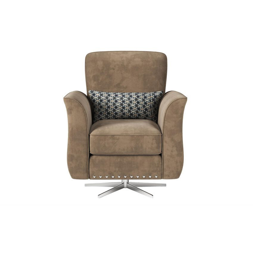ScS Living Brown Milo Fabric Plain Swivel Chair by SCS | ufurnish.com