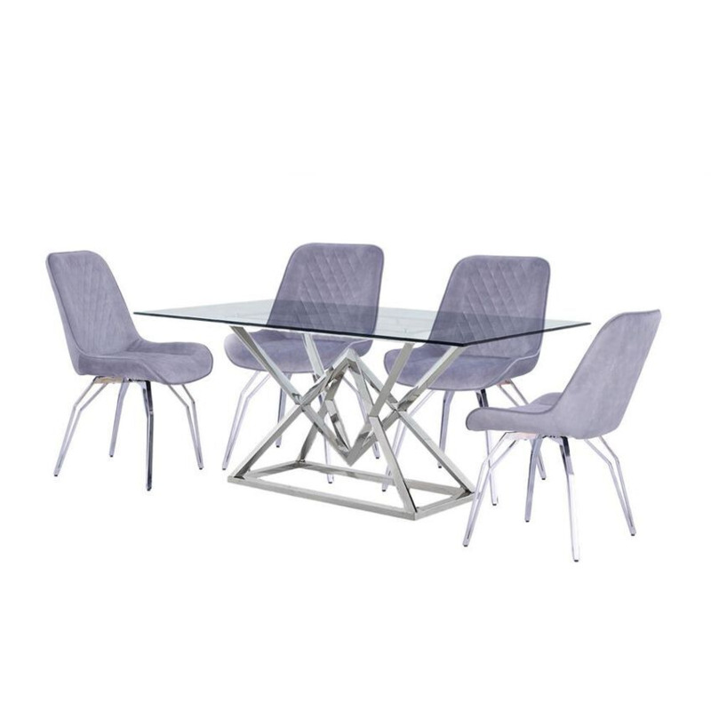 ScS Signature Astra 1.8m Dining Table & 4 Light Grey Swivel Chairs by ...