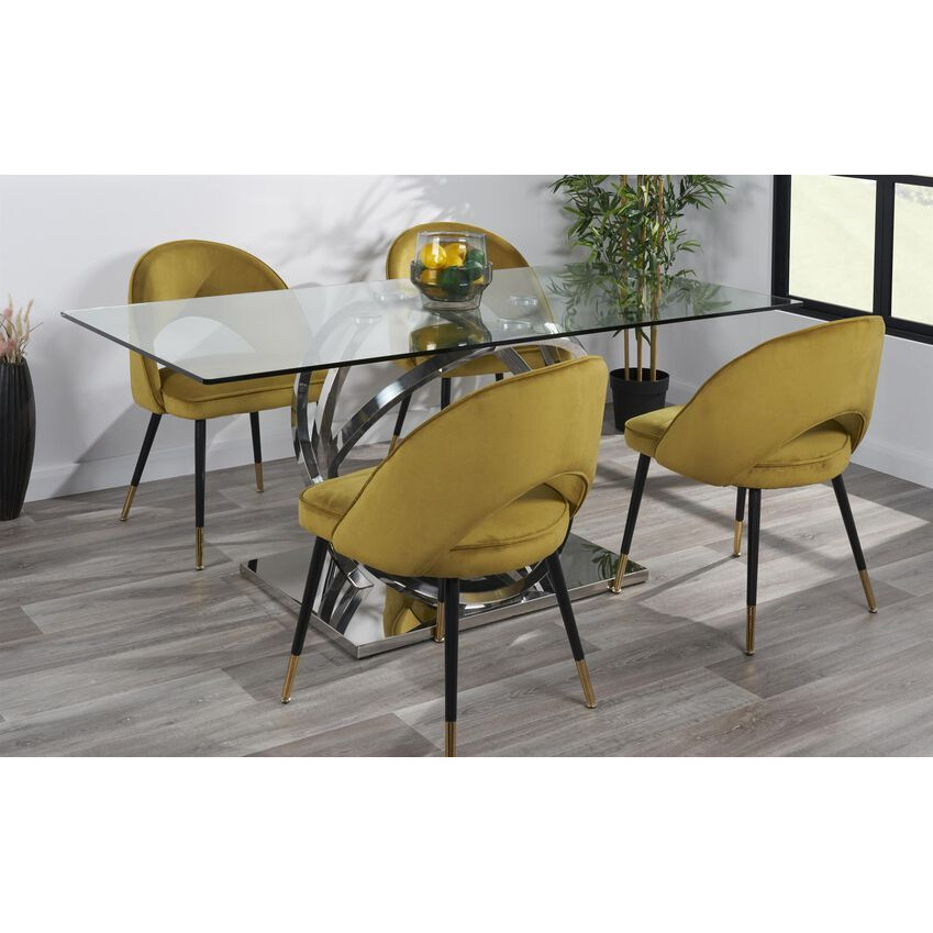 ScS Signature Elsa 1.8m Rectangular Dining Table & 4 Mustard Chairs by ...