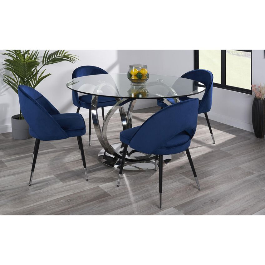 ScS Signature Elsa 1.4m Round Dining Table & 4 Navy Chairs by SCS ...