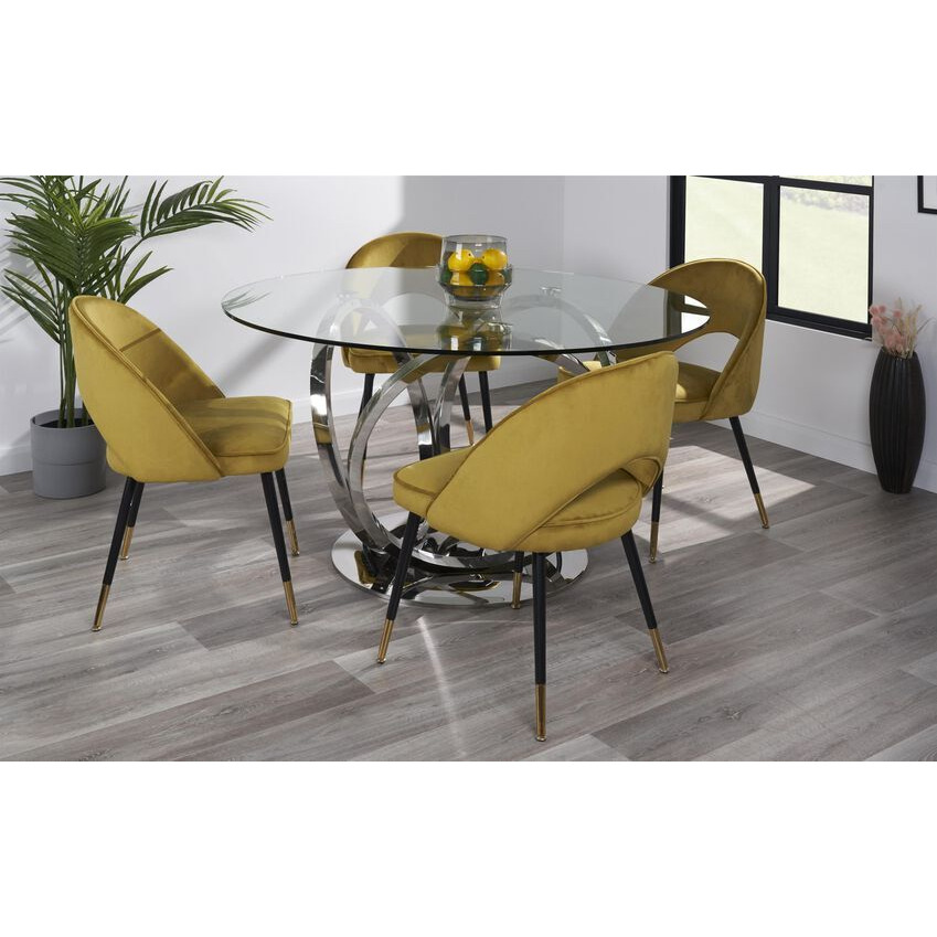 ScS Signature Elsa 1.4m Round Dining Table & 4 Mustard Chairs by SCS ...