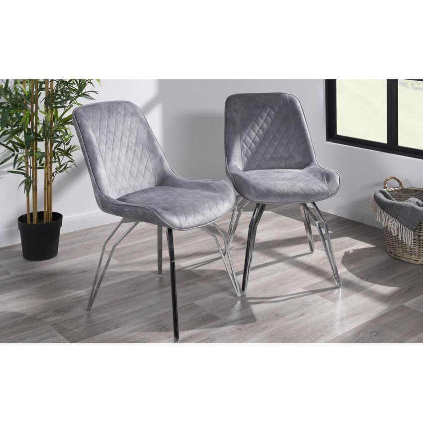 ScS Signature Elsa Pair of Light Grey Swivel Dining Chairs by SCS ...