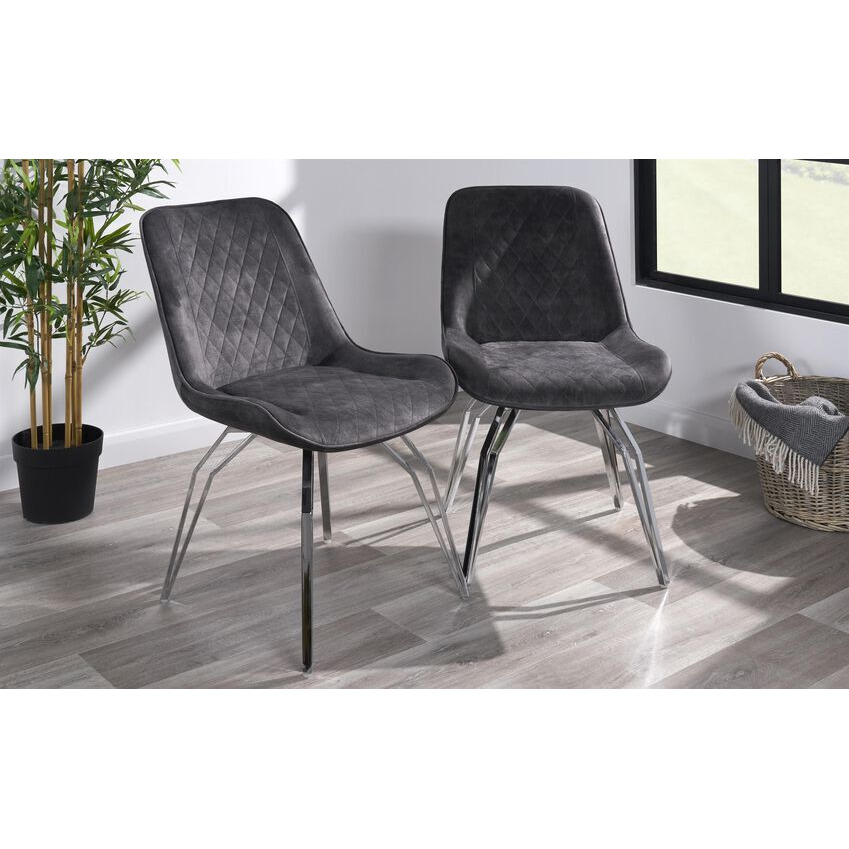 ScS Signature Elsa Pair of Dark Grey Swivel Dining Chairs by SCS ...