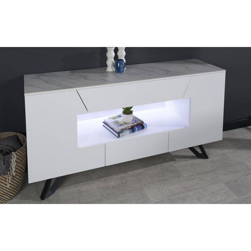 Havana Large White Sideboard with LED by SCS | ufurnish.com