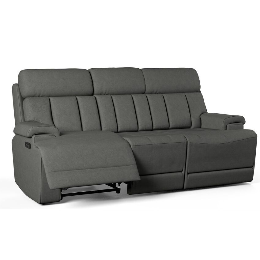 La-Z-Boy Grey Fabric Empire 3 Seater Power Recliner Sofa With Head Tilt ...