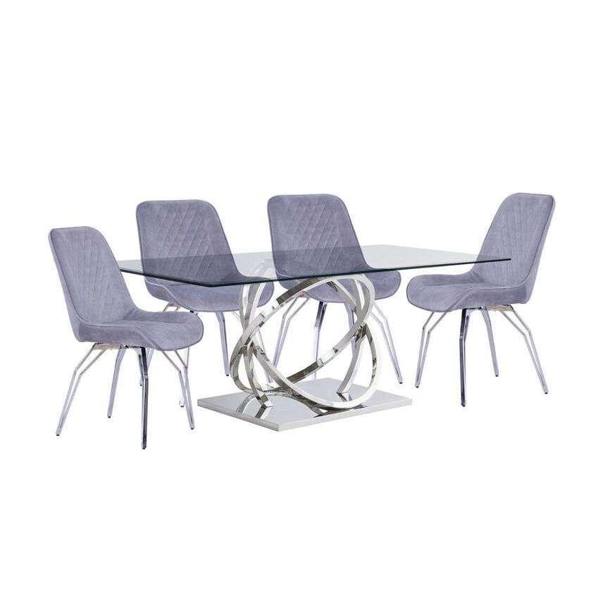 ScS Signature Elsa 1.8m Rectangular Dining Table & 4 Light Grey Swivel ...