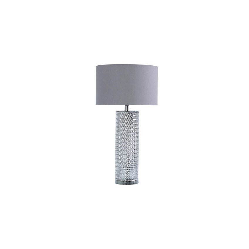ScS Living Glamour Silver Glass Table Lamp with Grey Linen Shade by SCS ...
