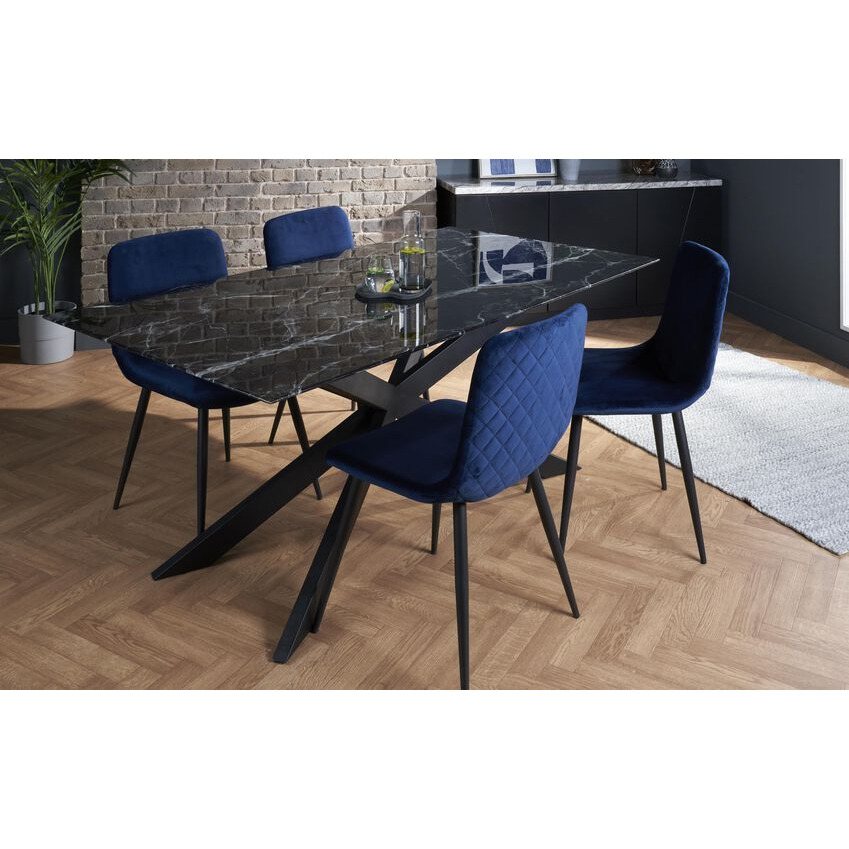 ScS Signature Porto 1.8m Black Dining Table & 4 Blue Chairs by SCS ...