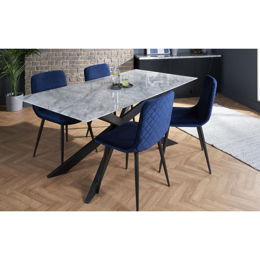 ScS Signature Porto 1.8m Silver Dining Table & 4 Blue Chairs by SCS ...