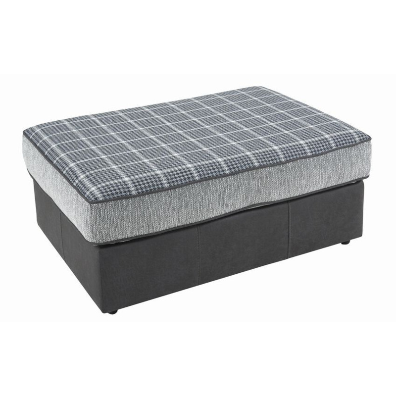 ScS Living Grey Noah Fabric Banquette Patterned Footstool by SCS ...