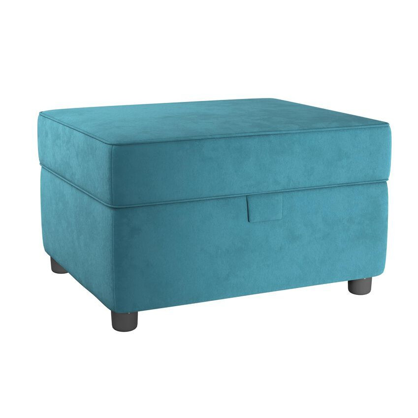 ScS Living Blue Fabric Hoxton Express Velvet Storage Footstool by SCS ...