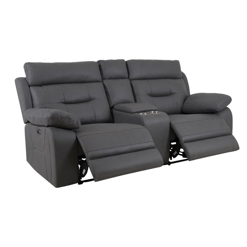 Endurance Grey Fabric Roman 2 Seater Power Recliner Sofa with Console ...